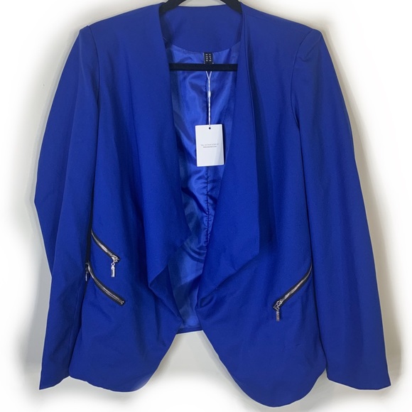 Grapent | Jackets & Coats | Blue Open Front Military Style Blazer ...